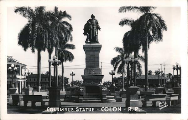 Columbus Statue Colon, Panama Foto Flatau Postcard
