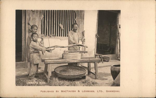 Grinding Rice China Postcard