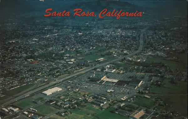 Aerial View of Santa Rosa California Postcard