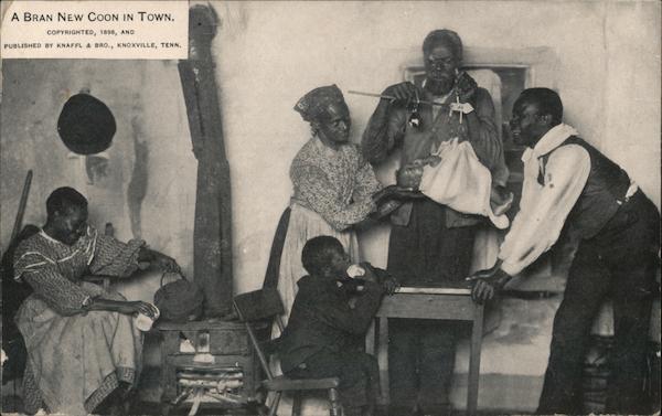 A Bran New Coon In Town Black Americana Postcard