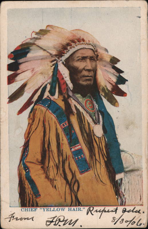 Chief Yellow Hair - Native American Native Americana Postcard