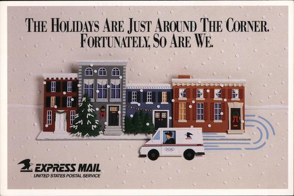 USPS Express Mail Holiday Advertisement Modern (1970's to Present) Postcard