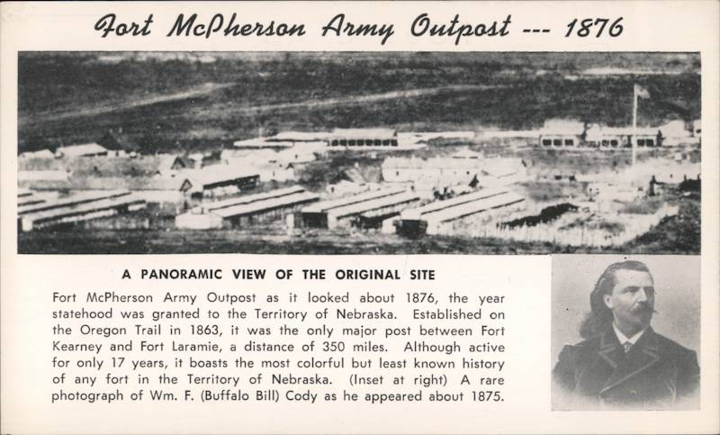 Panoramic View of Fort McPherson Army Outpost in 1876 Maxwell, NE Postcard