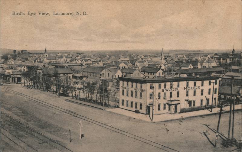 Bird's Eye View Larimore, ND Postcard