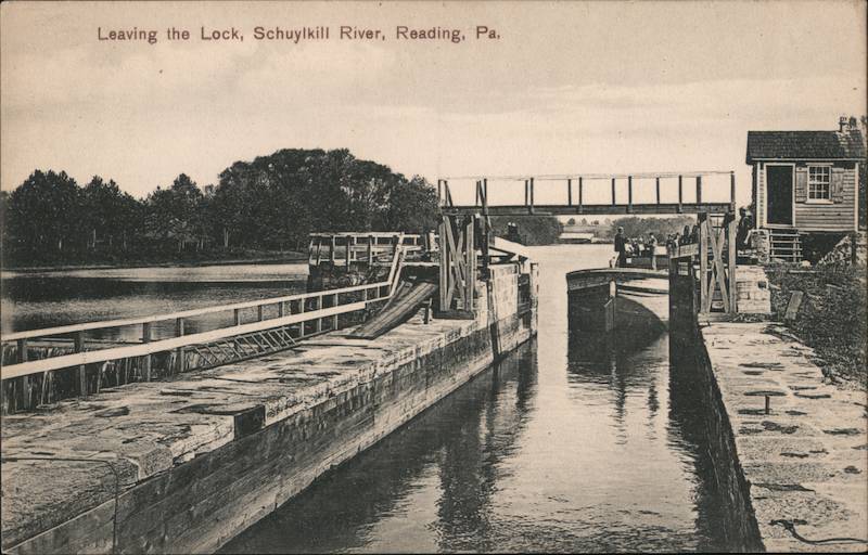 Leaving the Lock, Schuylkill River Reading, PA Postcard