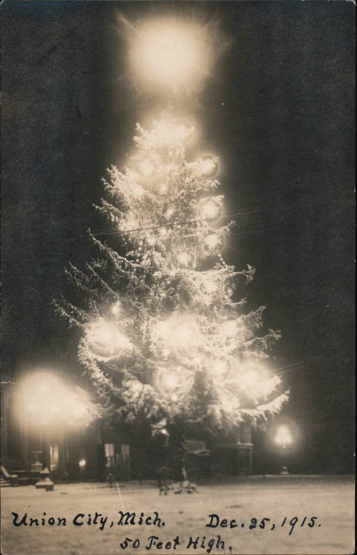 50 Foot High Christmas Tree Union City, MI Postcard