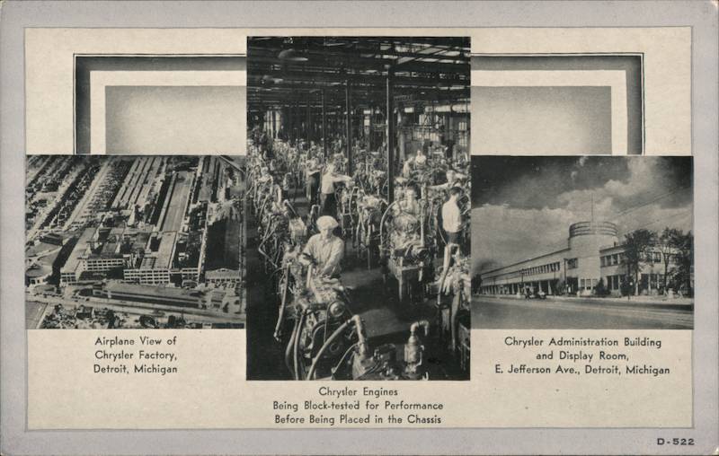 Chrysler Factory and Administration Buildings Detroit, MI Postcard