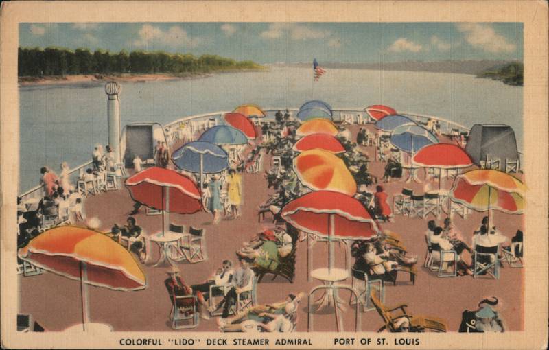 Colorful Ledi Deck Steamer Admiral St. Louis, MO Postcard