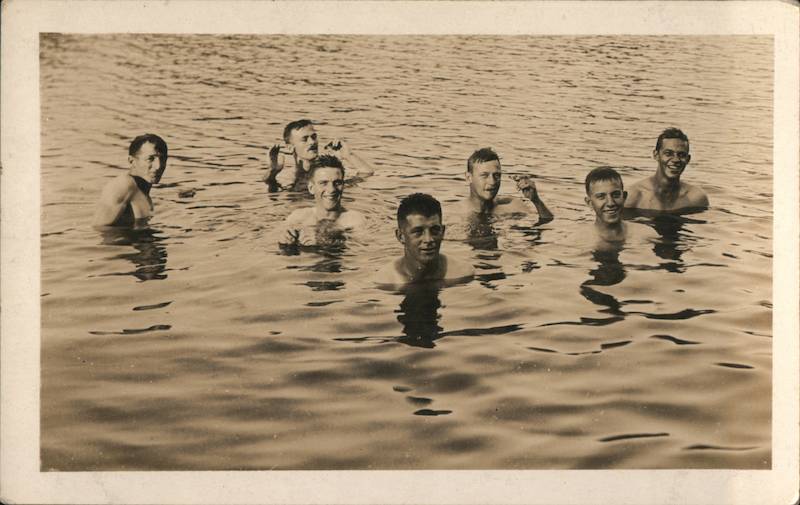 Sailors Swimming Navy Postcard
