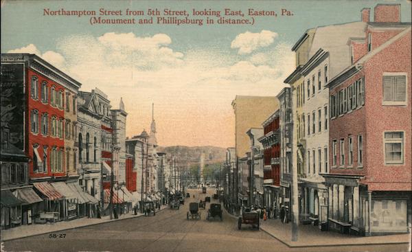 Northampton Street from 5th Street, Looking East Easton, PA Postcard