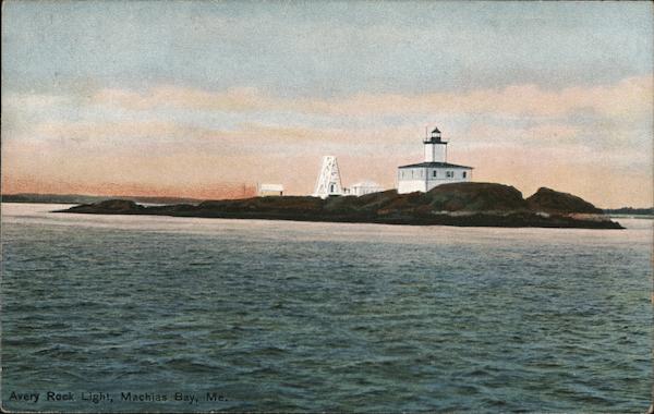 Avery Rock Light, Machias Bay Machiasport, ME Postcard