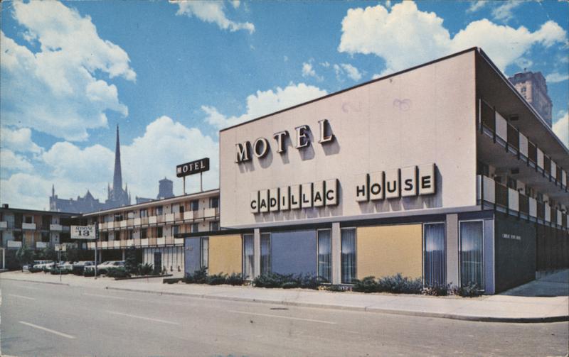 Cadillac House Motel Detroit, MI Postcard