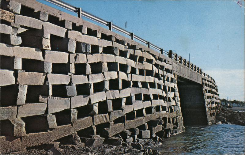 Close Up of Famous Cribstone Bridge Bailey Island, ME Postcard