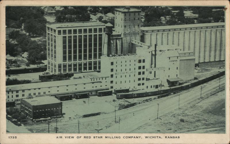 Air View of the Red Star Milling Company Wichita, KS Postcard