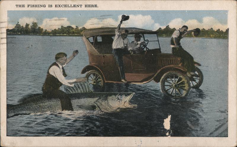 The Fishing Is Excellent Here Exaggeration Postcard
