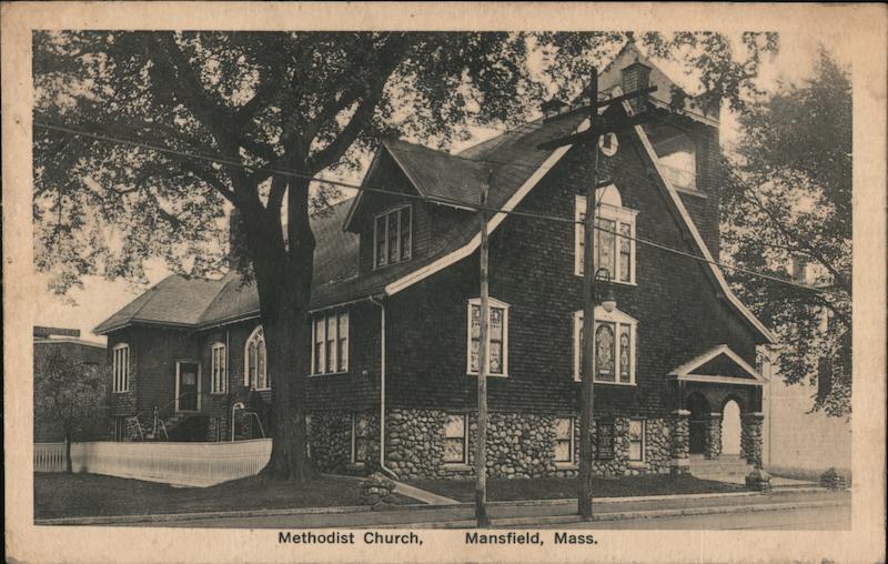 Methodist Church Mansfield, MA Postcard
