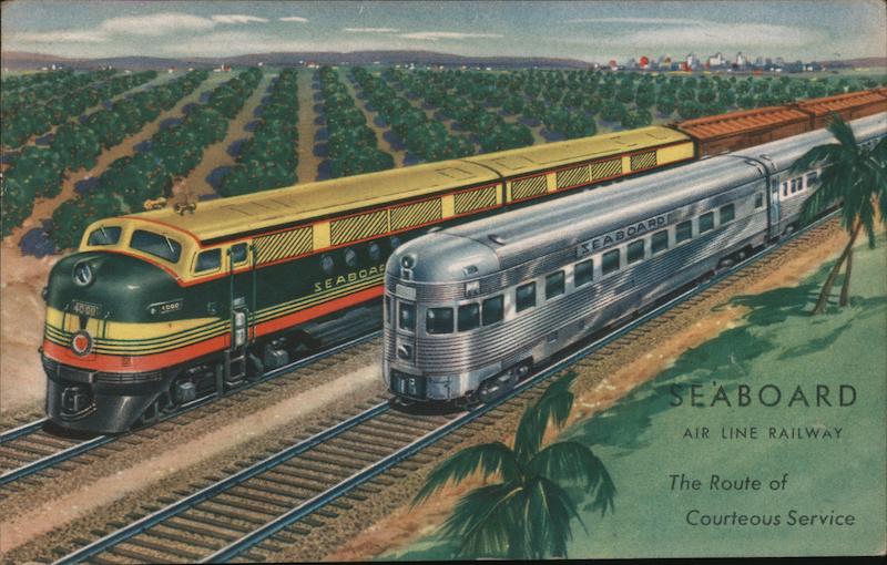 Seaboard Sir Line Railway Trains, Railroad Postcard