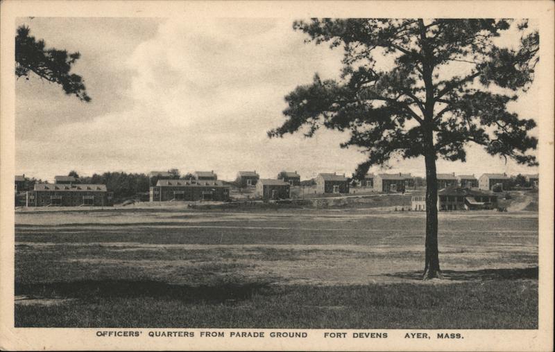 Officers' Quarters from Parade Ground, Fort Devens Ayer, MA Postcard