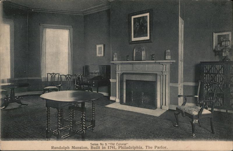 The Parlor Randolph Mansion Built in 1791 Philadelphia, PA Postcard