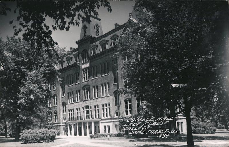 College Hall Lake Forest College Illinois Postcard