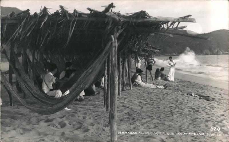 Hammocks on Pie de la Cuesta Beach Acapulco, Mexico Postcard Hammocks on Pie de la Cuesta Beach Acapulco, Mexico Postcard