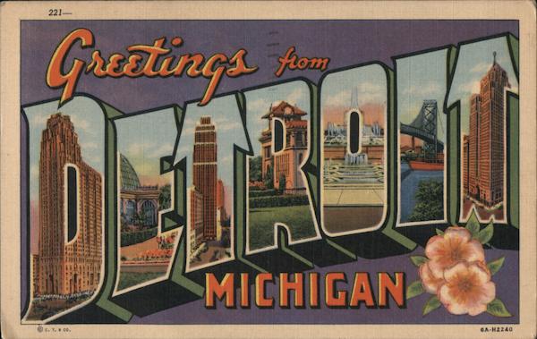 Greetings from Detroit Michigan Postcard