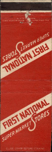 First National Supermarket Stores Advertising Matchbook Cover