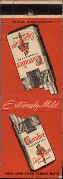 Cavalier Cigarettes New York, NY Matchbook Cover