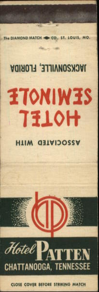 Hotel Patten Chattanooga, TN Hotels & Motels Matchbook Cover