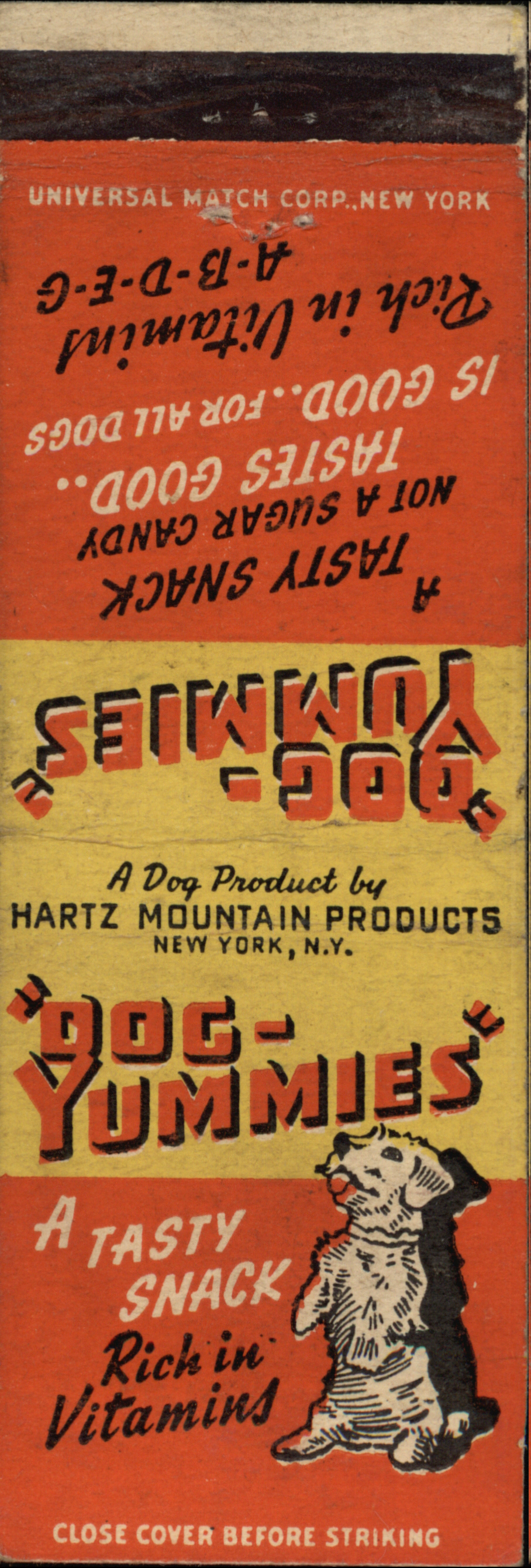 Hartz Mountain Products Dog Yummies New York, NY Advertising Matchbook ...