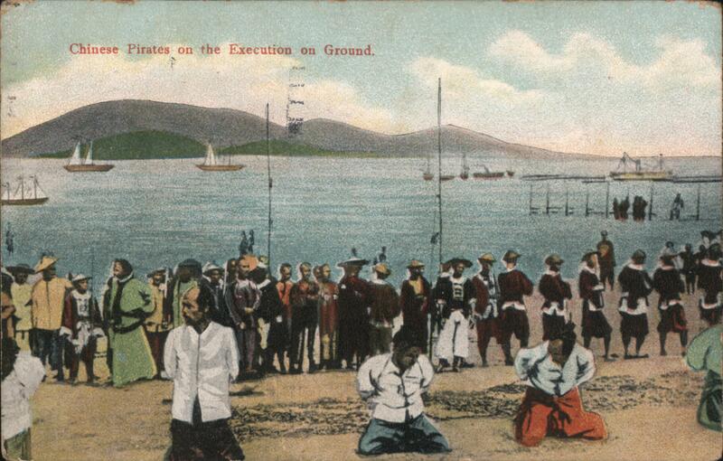 Chinese Pirates on the Execution on Ground Hong Kong China Postcard