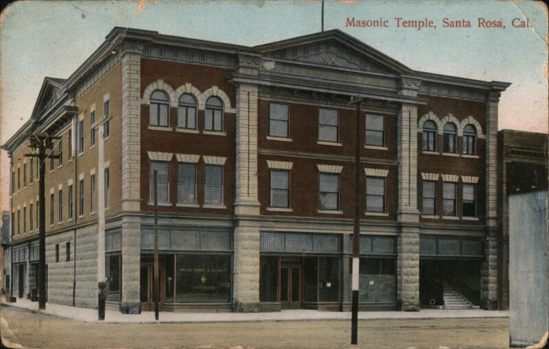 Masonic Temple Santa Rosa, CA Postcard