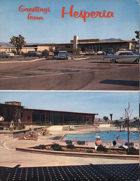 The Hesperia Inn - Greetings from Hesperia California Large Format Postcard