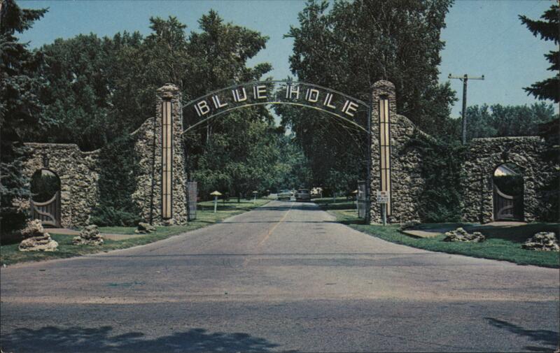 Entrance to Blue Hole Castalia, OH Postcard