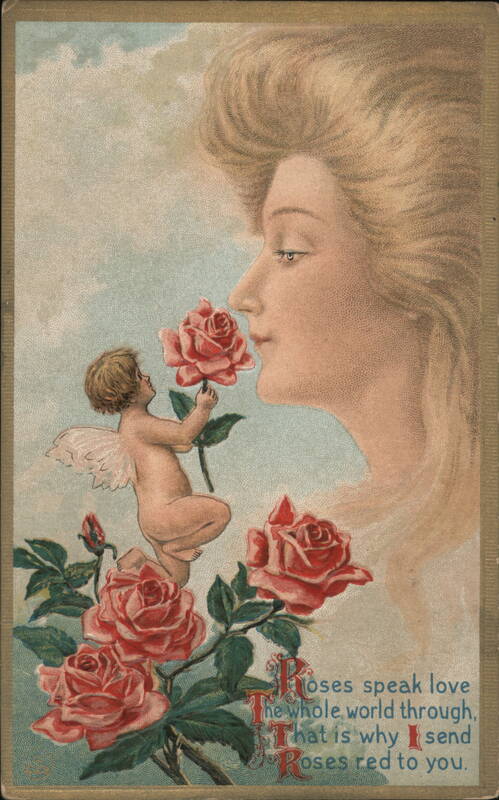 Set of 6: Roses Speak Love, Butterfly, Angel Postcards Fantasy Postcard