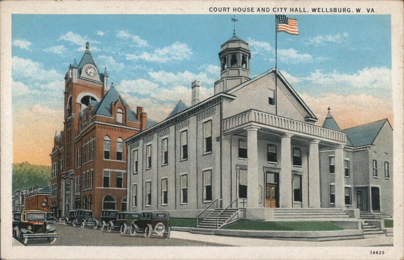 Court House and City Hall, Wellsburg West Virginia Postcard