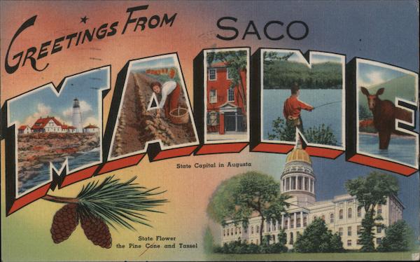Greetings from Saco Maine Postcard