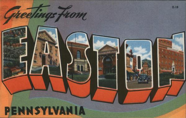 Greetings from Easton Pennsylvania Postcard