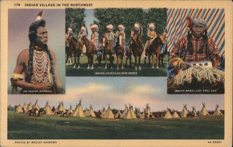 Indian Village in the Northwest Native Americana Wesley Andrews Postcard