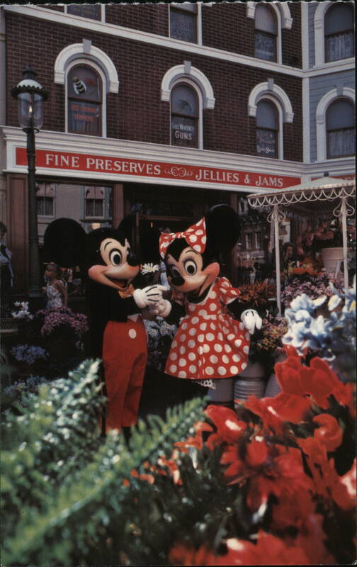 Mickey and Minnie at Disneyland Flower Market Anaheim, CA Postcard
