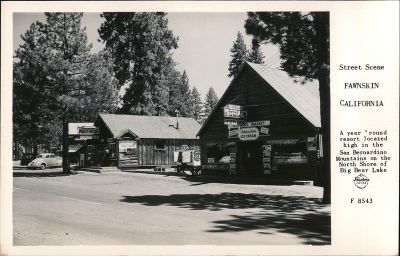 Street Scene Fawnskin, CA Postcard