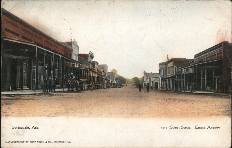 Street Scene, Emma Avenue, Springdale Arkansas Postcard