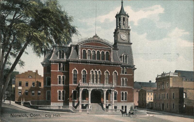 Norwich City Hall Connecticut Postcard