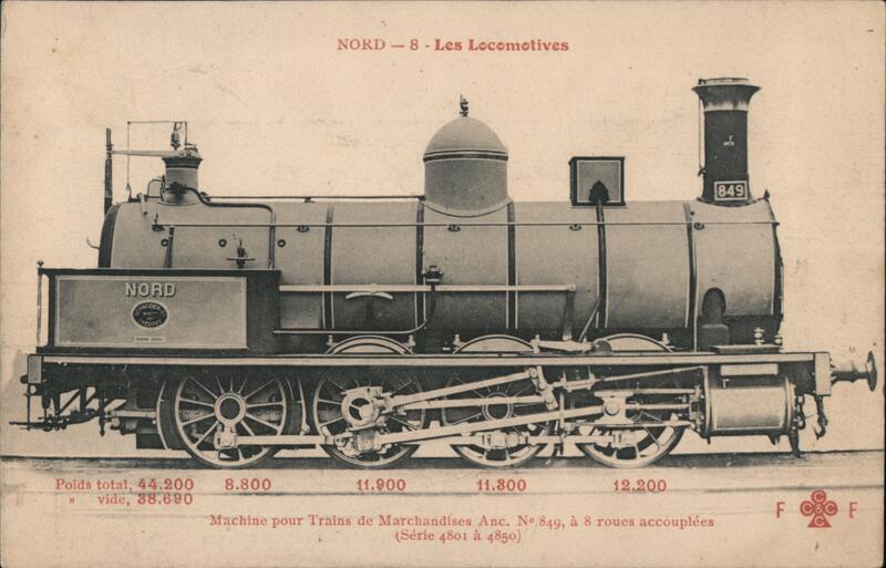 French Steam Locomotive NORD No. 849 Locomotives Postcard