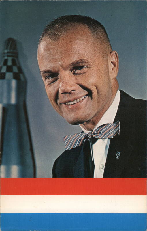 John Glenn Portrait with Atlas Rocket Space & Rockets Postcard
