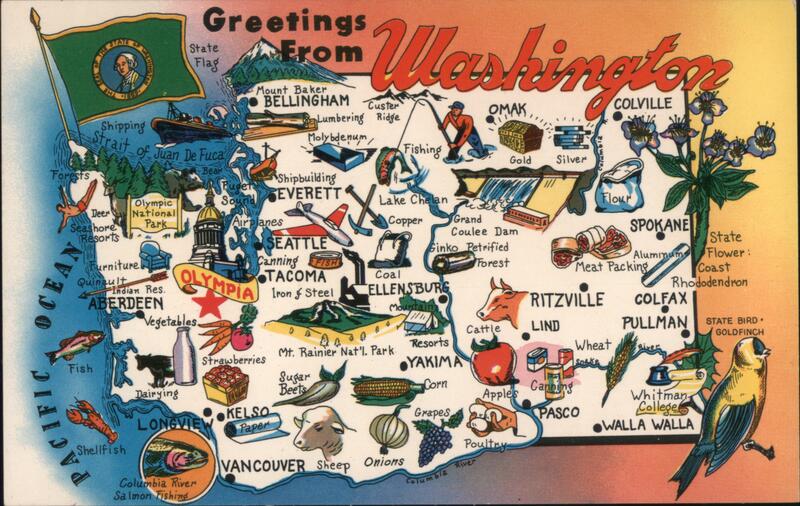 Lot of 46 US State Map Postcards Maps Postcard