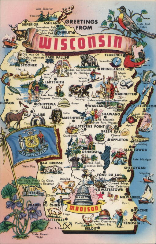 Lot of 46 US State Map Postcards Maps Postcard