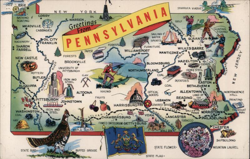 Lot of 46 US State Map Postcards Maps Postcard