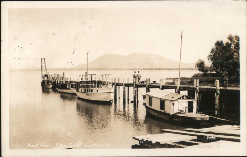 Boat Pier, Clear Lake, California Clearlake, CA Postcard