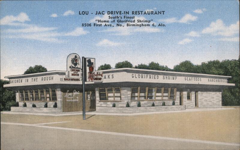 Lou-Jac Drive-In Restaurant, Birmingham, AL Alabama Postcard